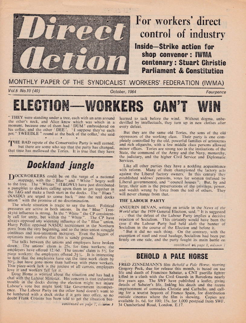 Direct Action (SWF): Vol 5 #10 (40) Oct 1964 | libcom.org
