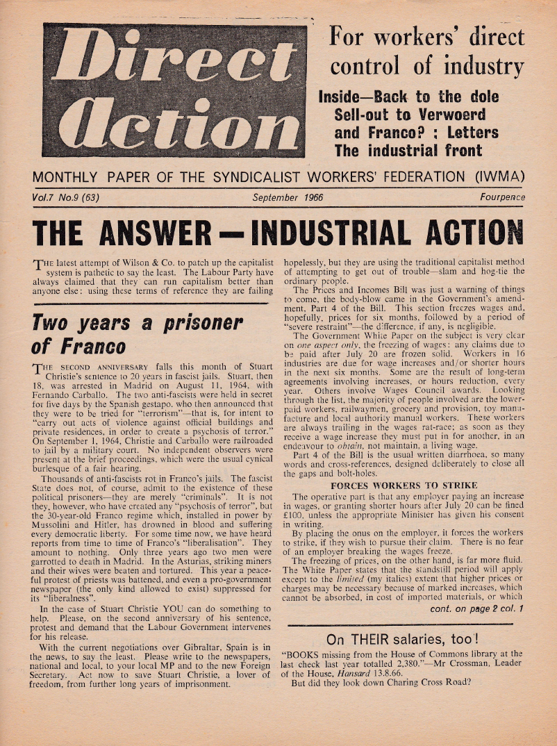 Direct Action (SWF): Vol 7 #09 (63) Sept 1966 | libcom.org