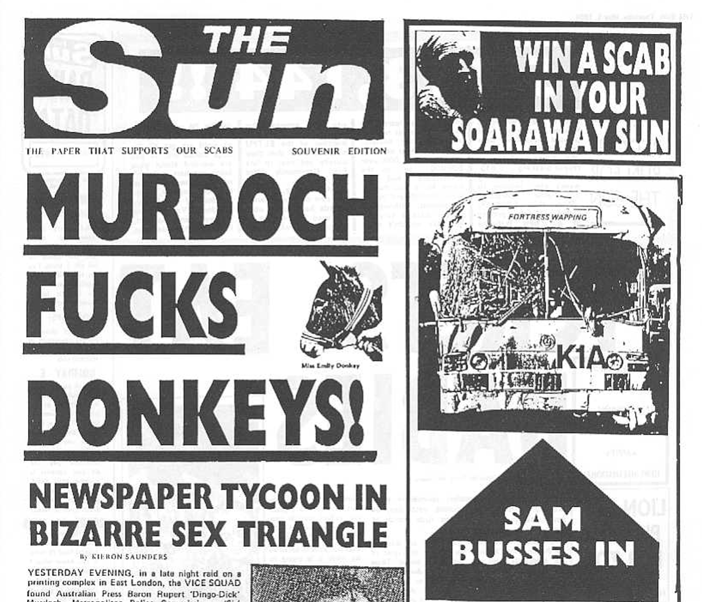 The Sun - spoof newspaper from the Wapping strike, 1986 | libcom.org