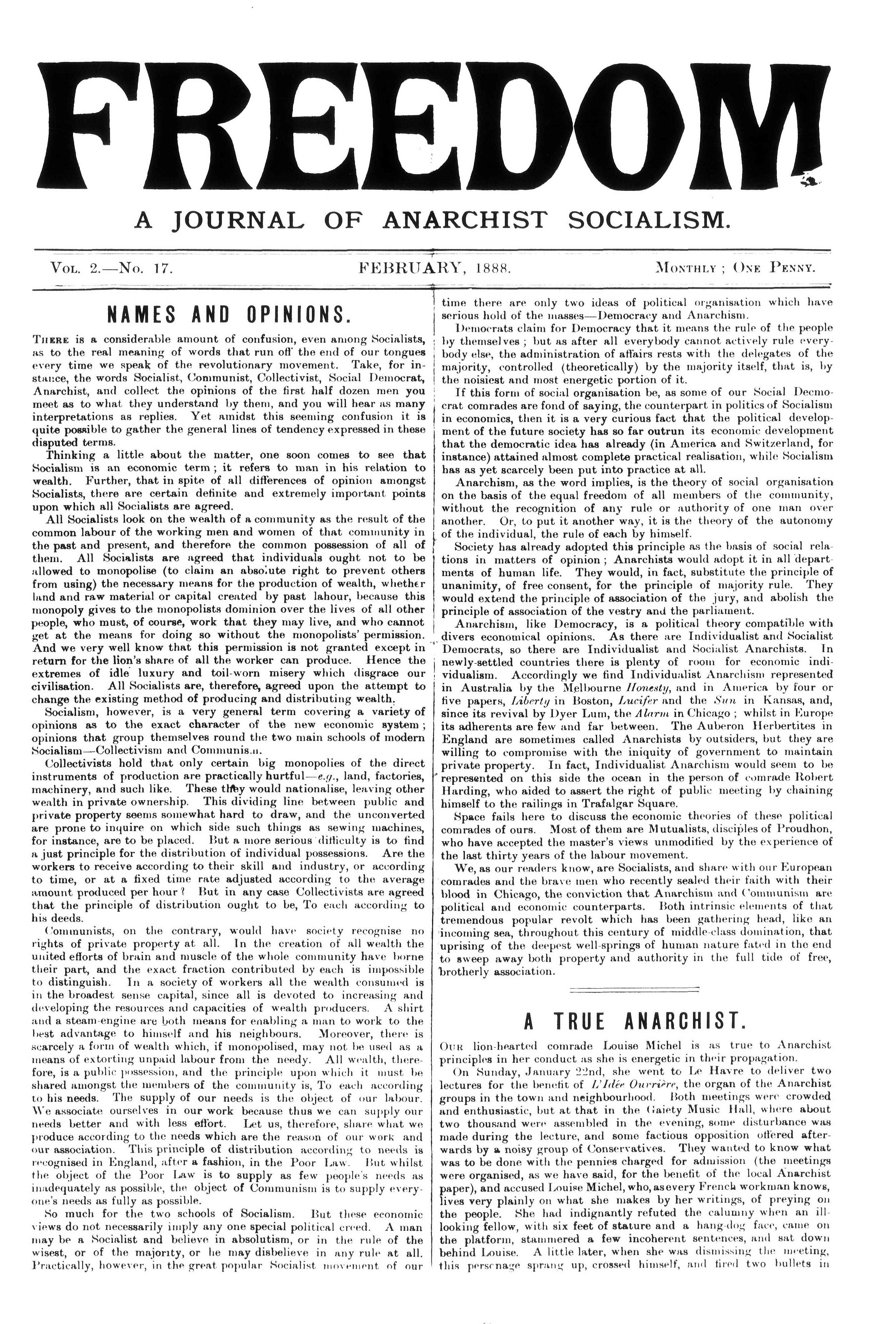 Freedom vol 2. no 17 (February 1888) | libcom.org