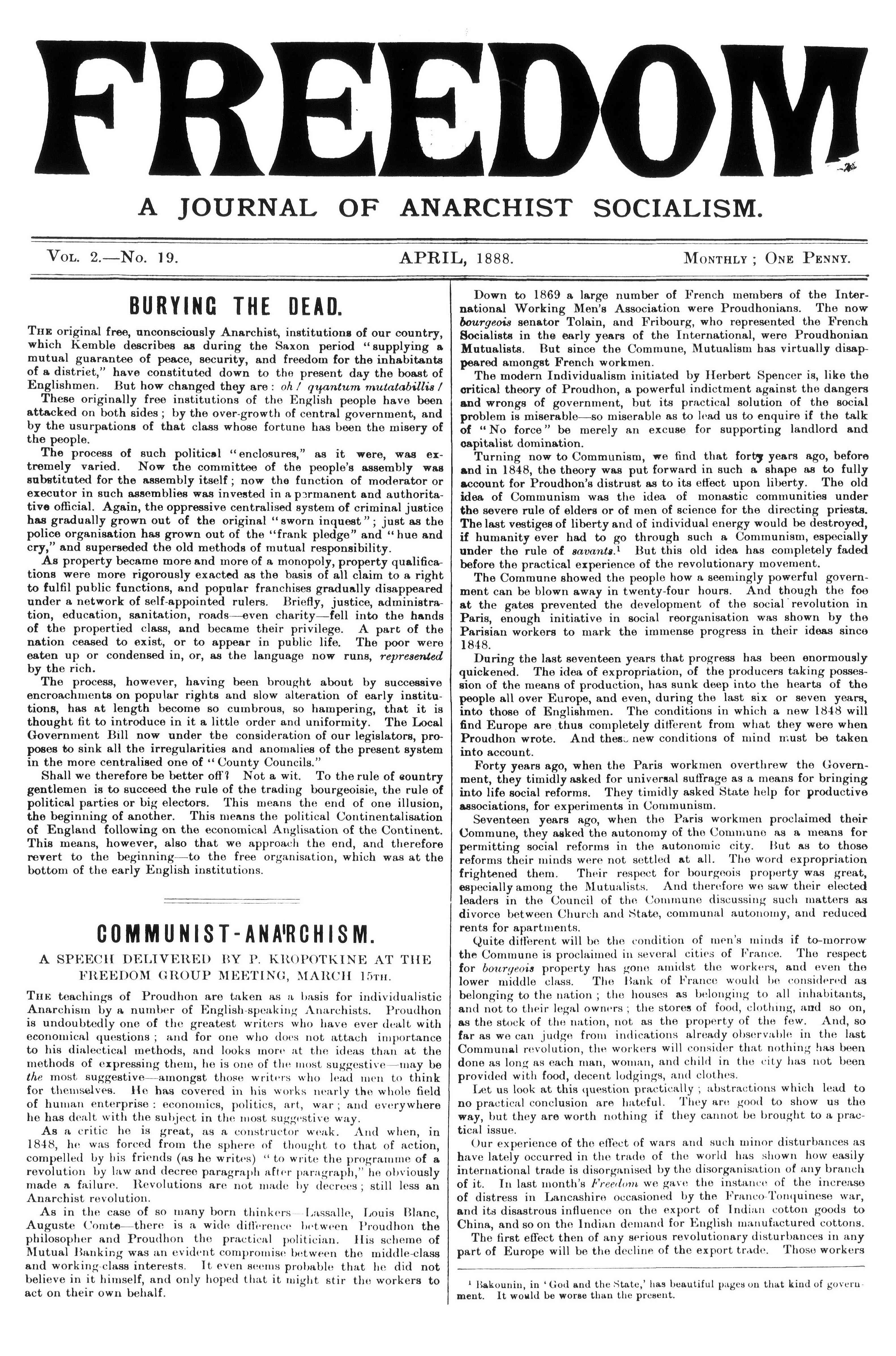 Freedom vol 2. no 19 (April 1888) | libcom.org