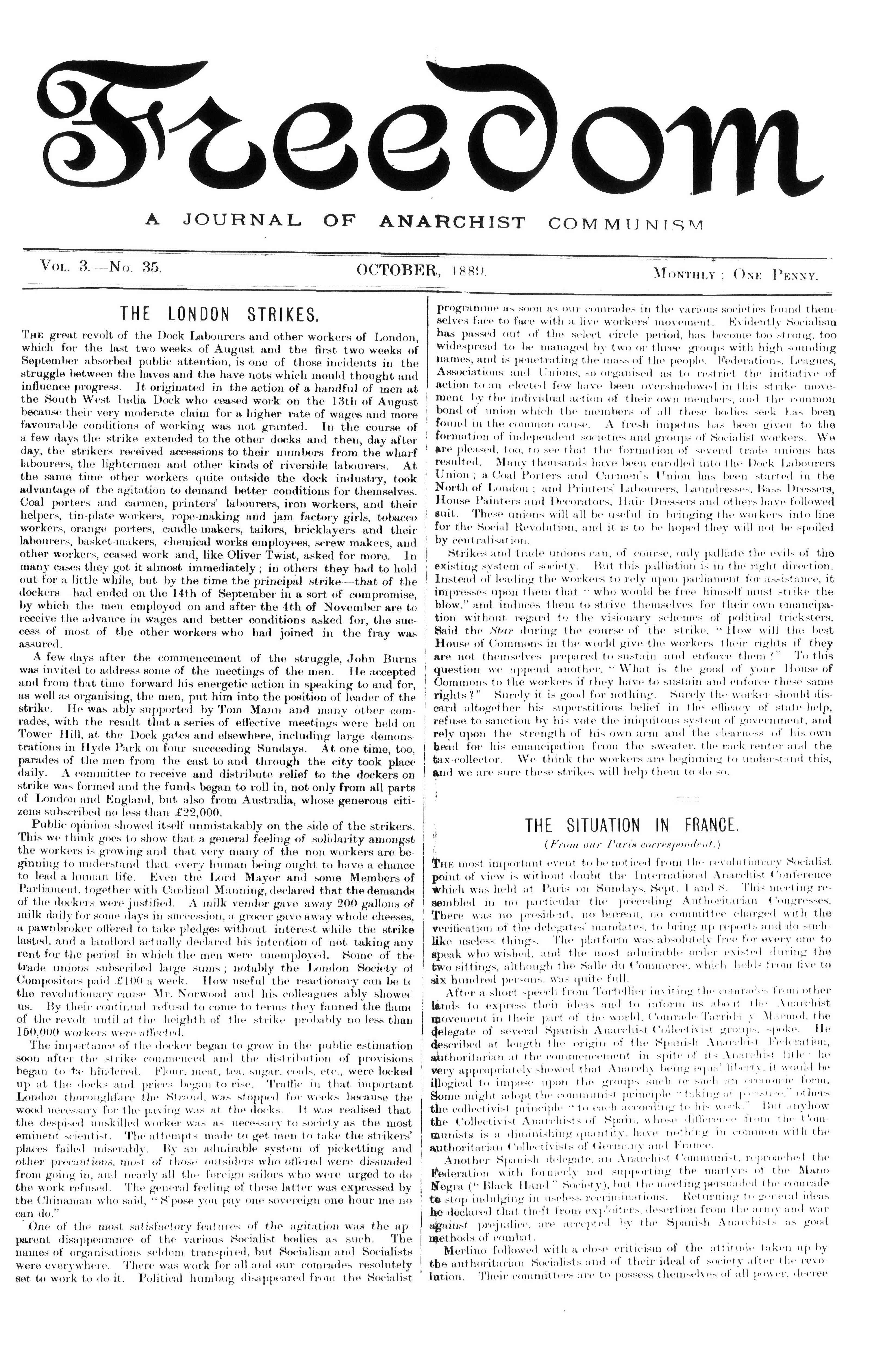 Freedom vol 3. no 35 (October 1889) | libcom.org