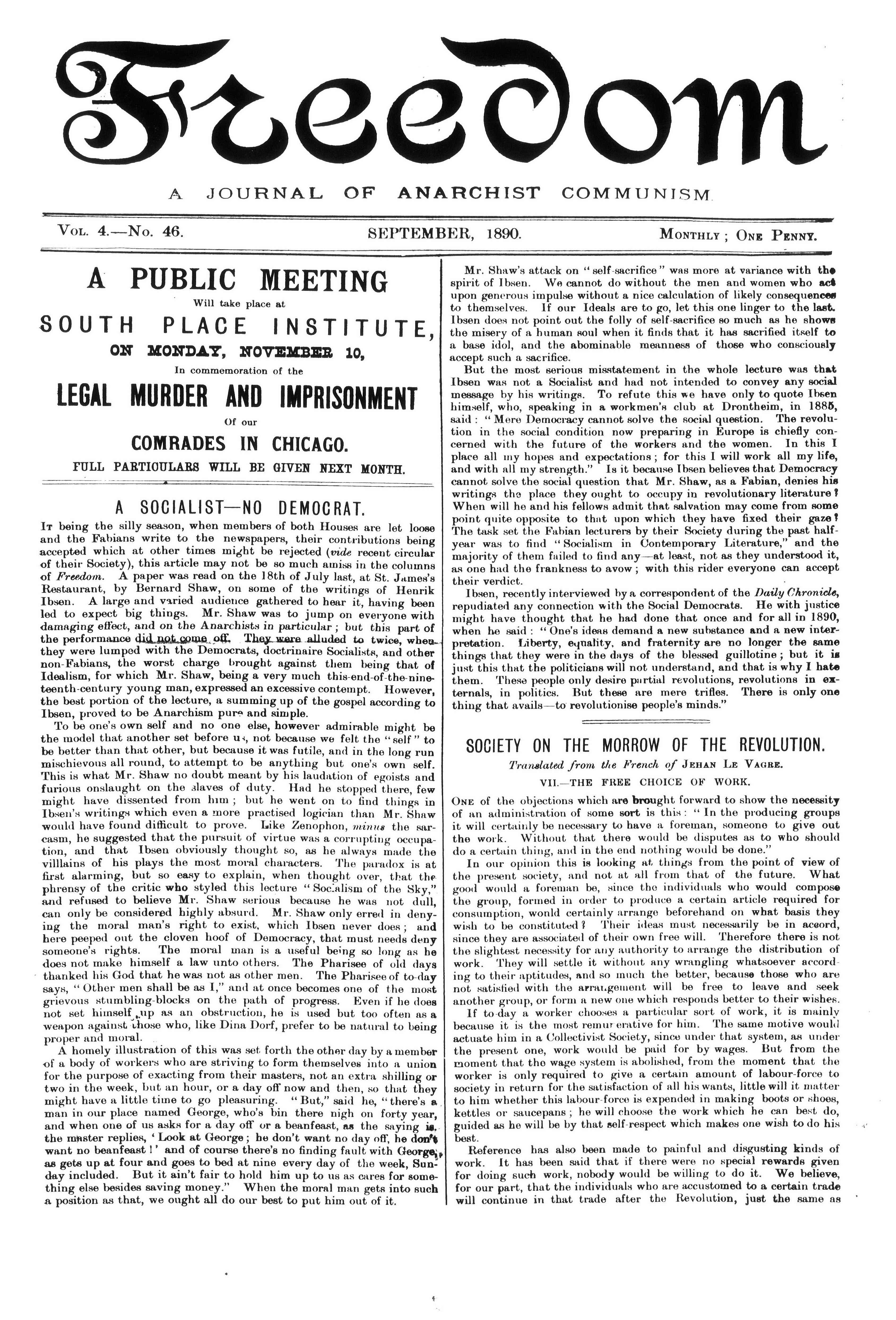 Freedom vol 4. no 46 (September 1890) | libcom.org