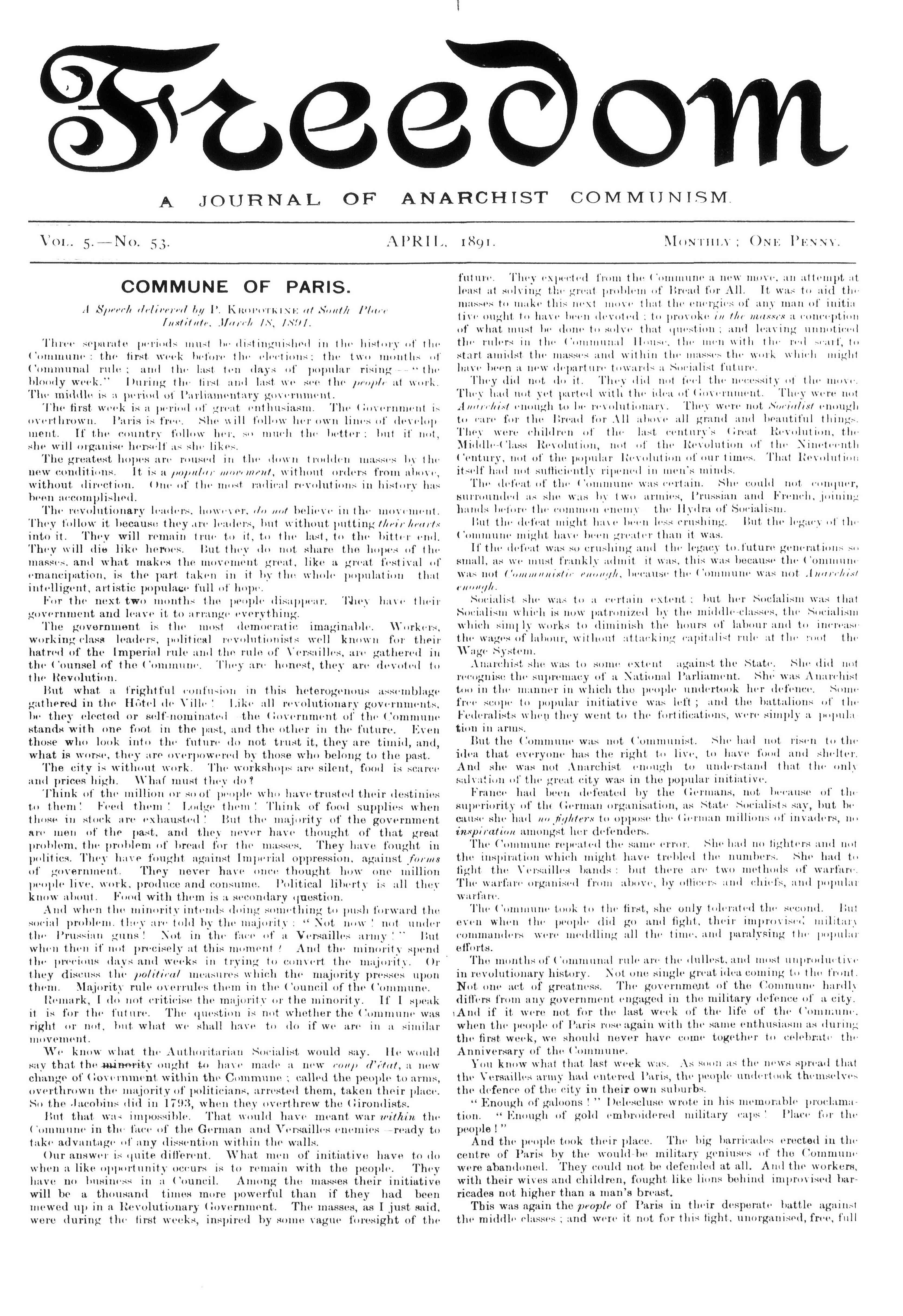 Freedom vol 5. no 53 (April 1891) | libcom.org