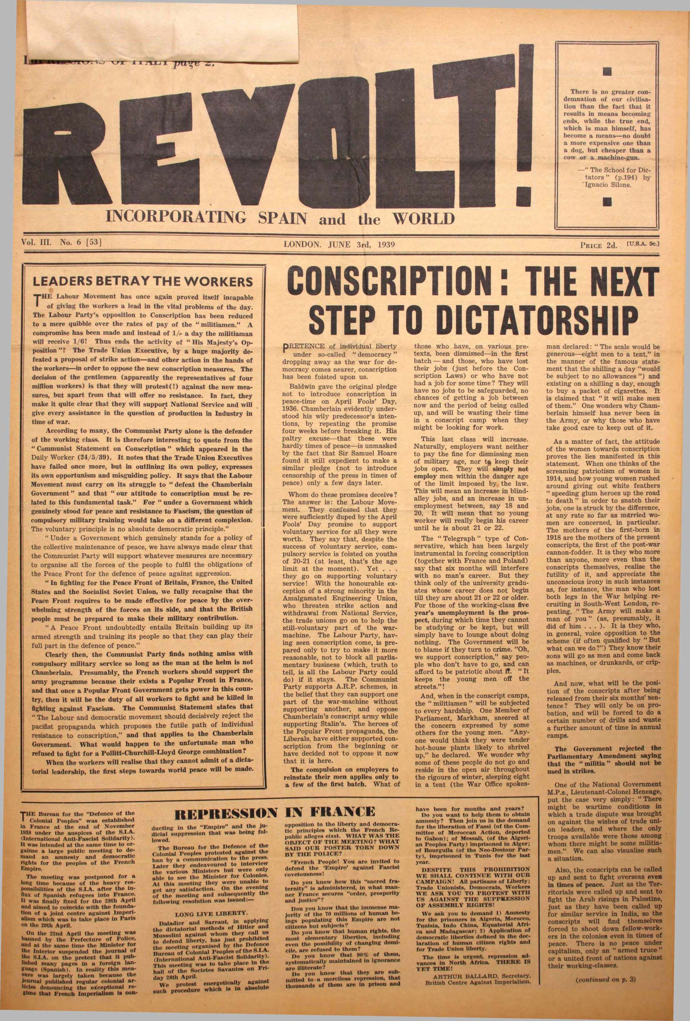 Revolt! No. 6 (3 June 1939) | libcom.org