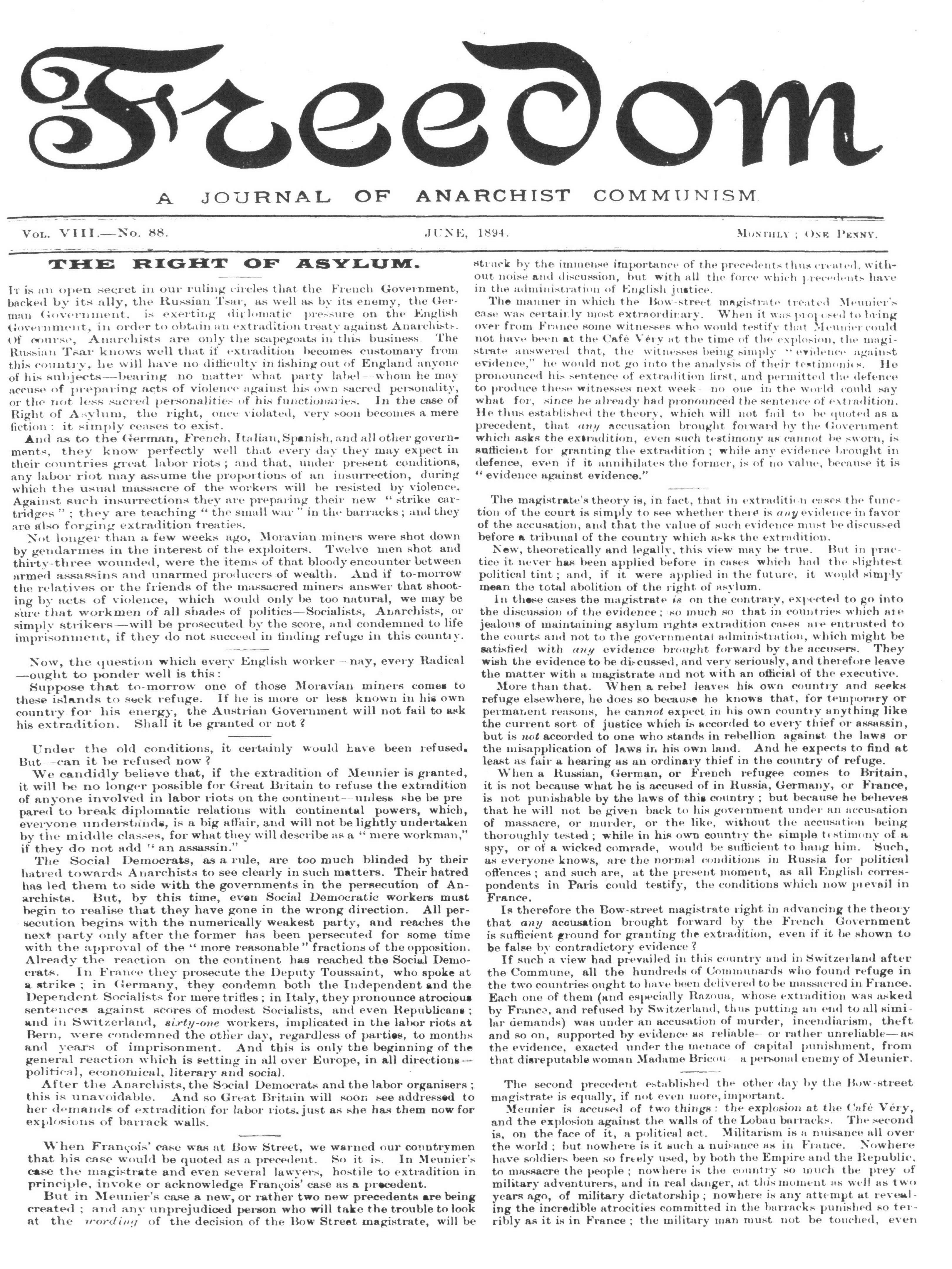 Freedom vol 8. no 88 (June 1894) | libcom.org