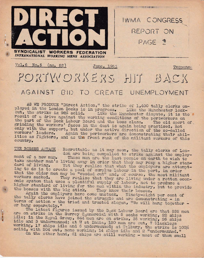 Direct Action (SWF): Vol 6 #05 (52) June 1951 | libcom.org