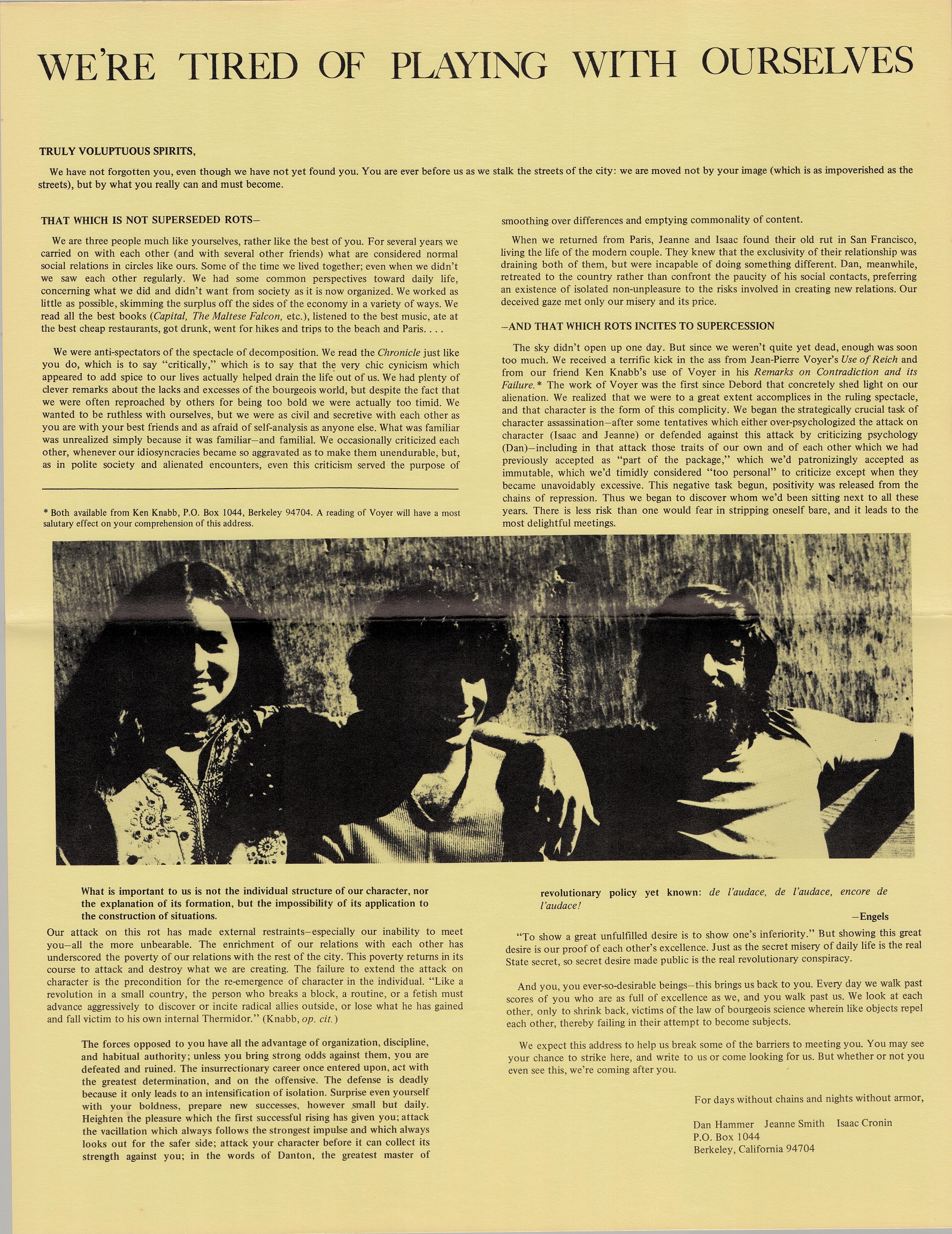 We're Tired of Playing With Ourselves | libcom.org