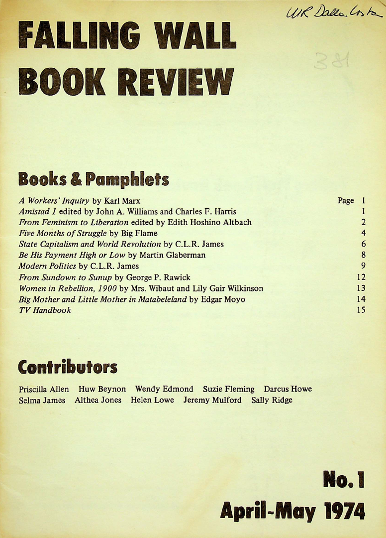 Falling Wall Book Review #1 (1974) | libcom.org