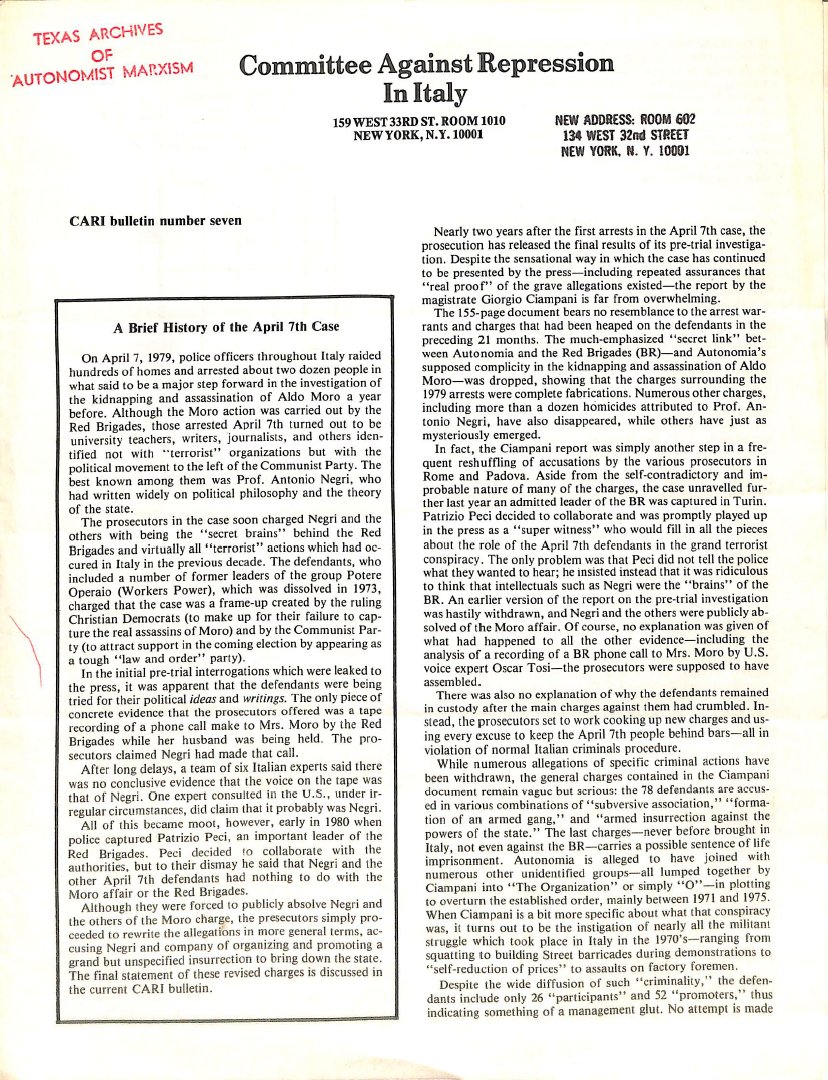 CARII Bulletin #7 (1981) | libcom.org