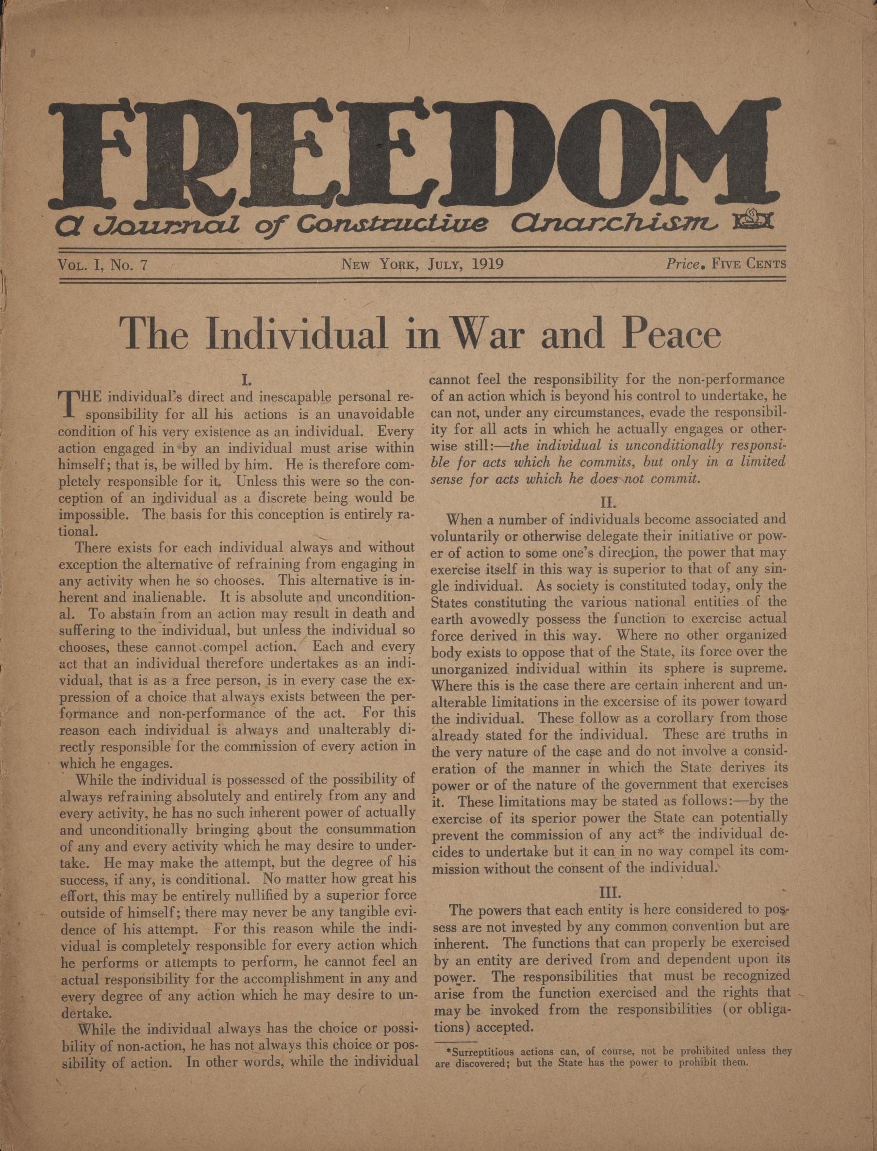 Freedom vol1 #7 July 1919 | libcom.org