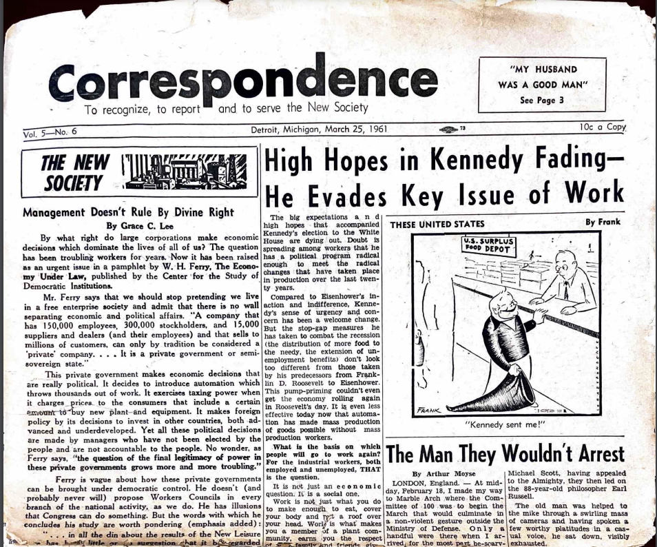 Correspondence - To recognize, to report and to serve the New Society ...