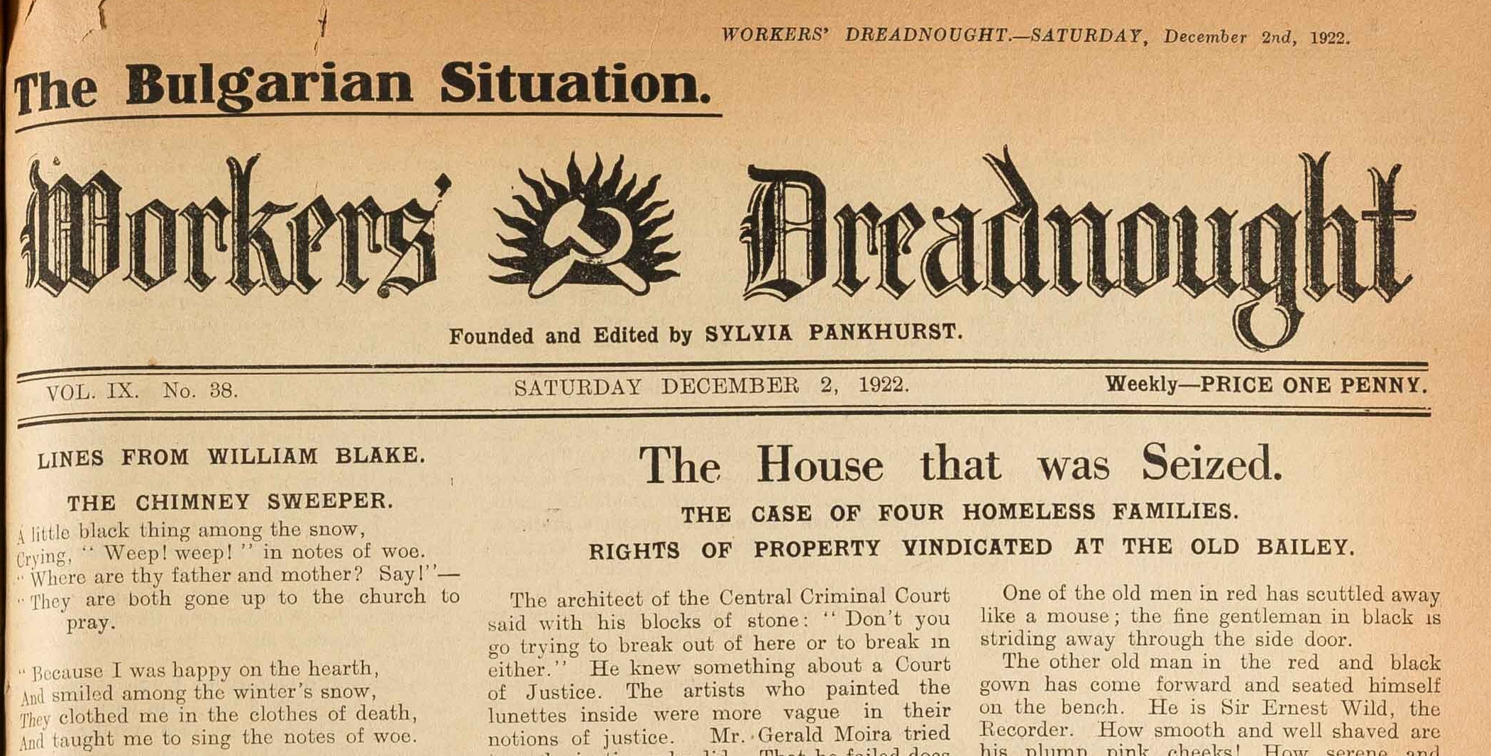 The Workers' Dreadnought (Vol. 09 No. 38 - 2 December 1922) | libcom.org