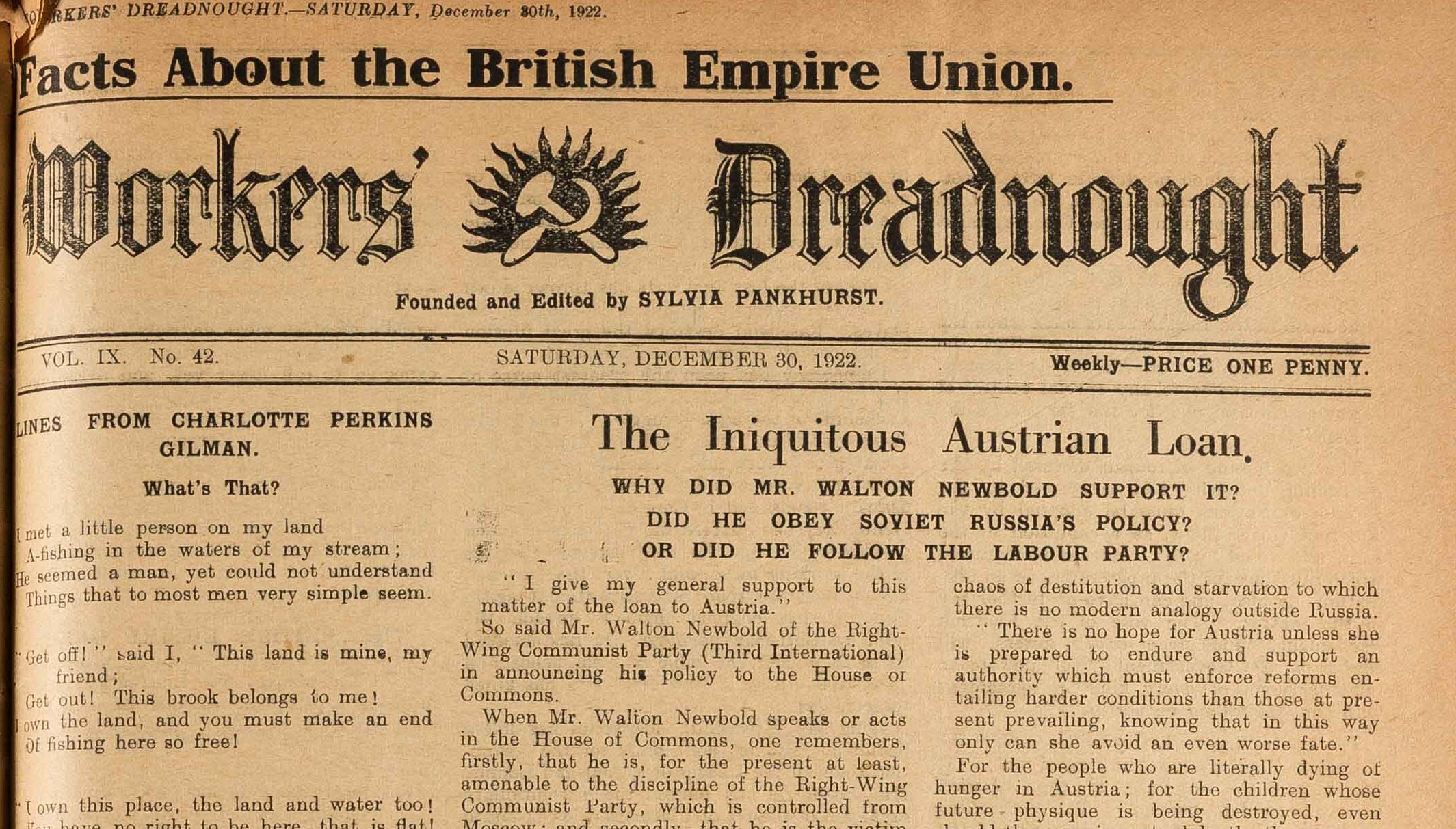 The Workers' Dreadnought (Vol. 09 No. 42 - 30 December 1922) | libcom.org
