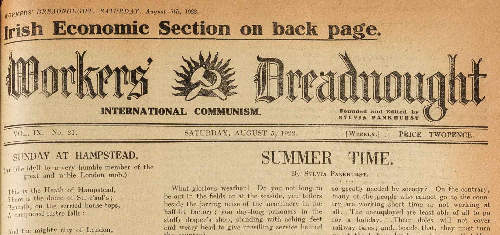 The Workers' Dreadnought (Vol. 09 No. 21 - 5 August 1922) | libcom.org