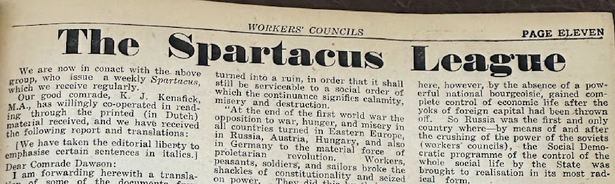 The Spartacus League - Circular Letter & Inaugural Address | libcom.org