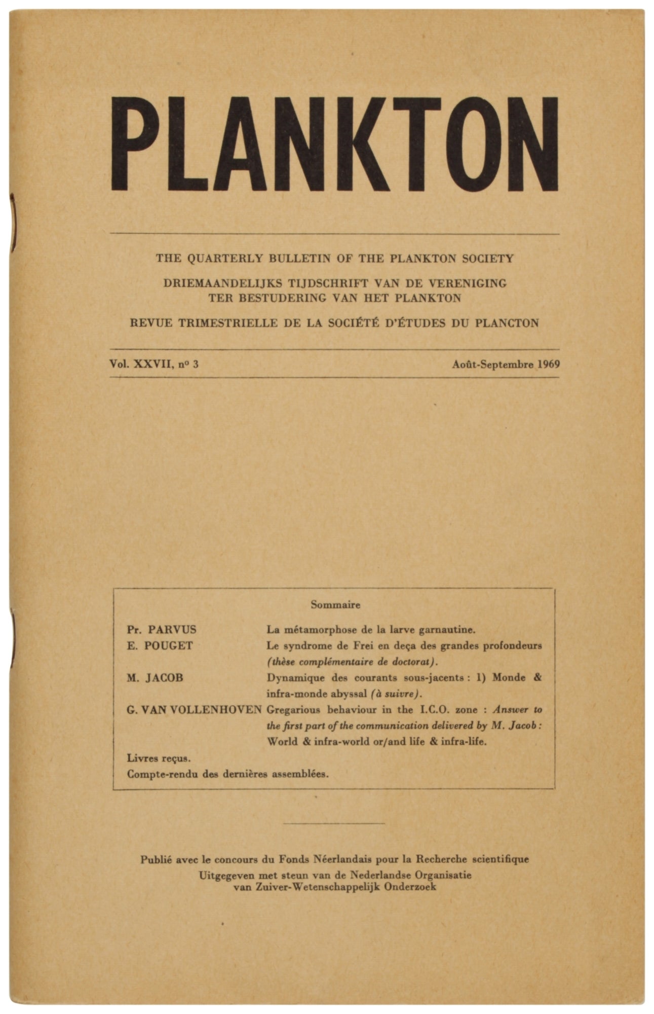 Plankton... Vol. XXVII #3 (1969) | libcom.org