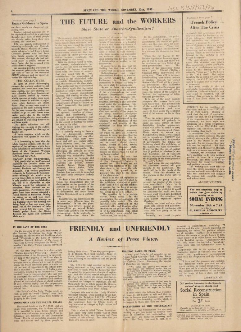 The Future And The Workers. Slave State or Anarcho-Syndicalism? by ...