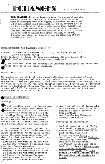 Echanges 17 - March 1979 | libcom.org