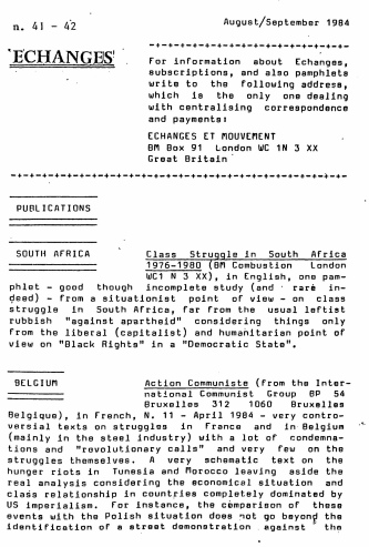 Echanges 41/42 - August-September 1984 | libcom.org