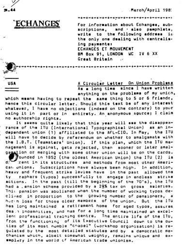 Echanges 44 - March-April 1985 | libcom.org