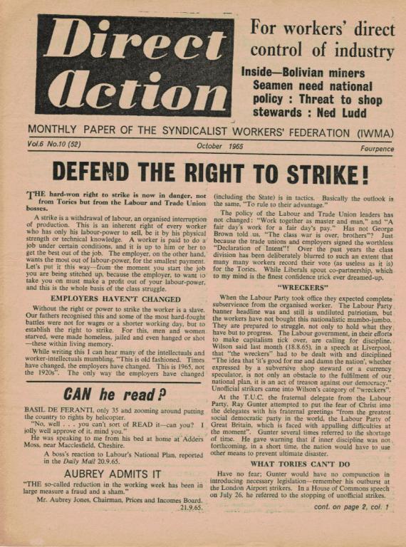 Direct Action (SWF): Vol 6 #10 (52) Oct 1965 | libcom.org