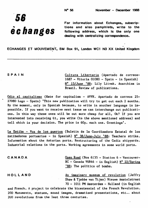 Echanges 56 - November - December 1988 | libcom.org