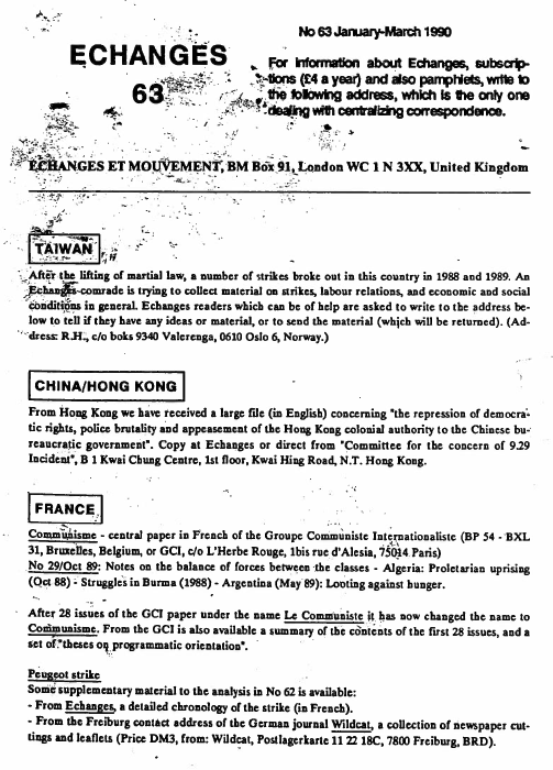 Echanges 63 - January-March 1990 | libcom.org