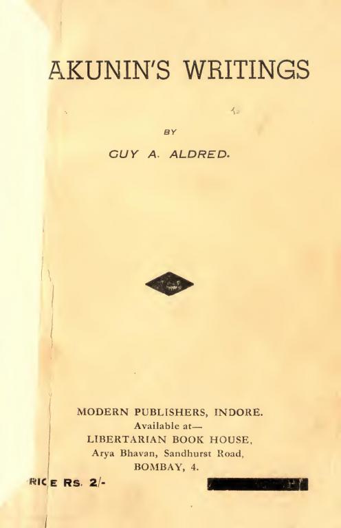 Bakunin's writings - Guy Aldred | libcom.org