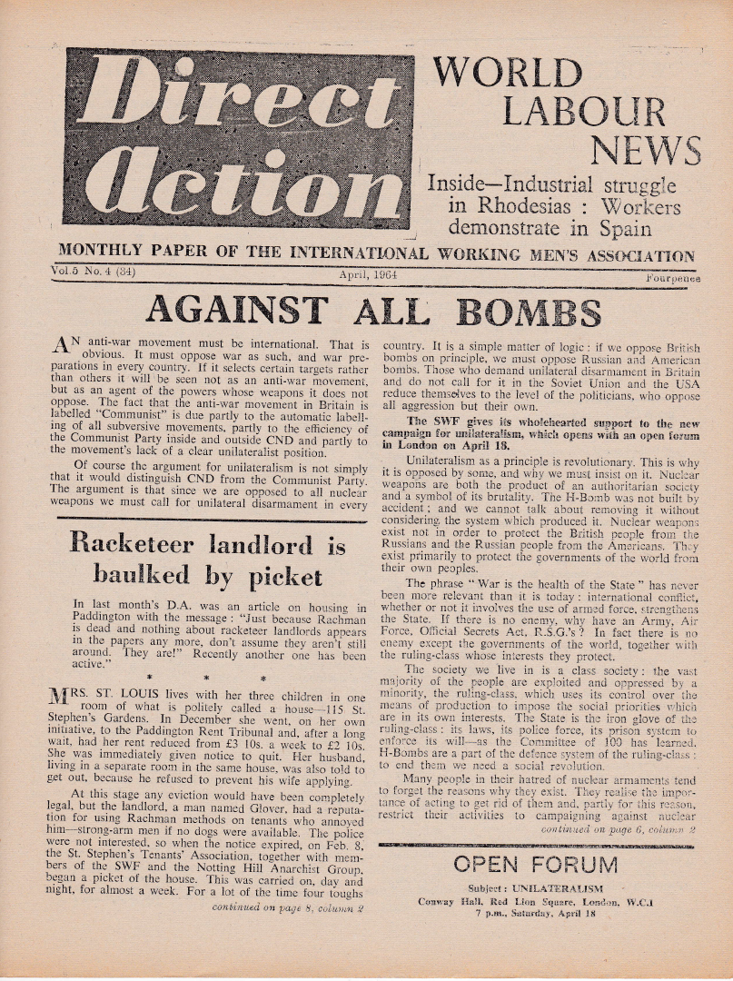 Direct Action (SWF): Vol 5 #04 (34) Apr 1964 | libcom.org