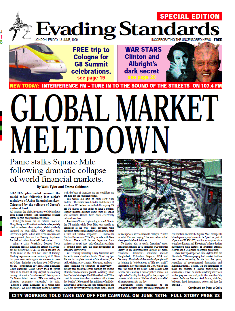 Evading Standards spoof newspaper, 1999 | libcom.org