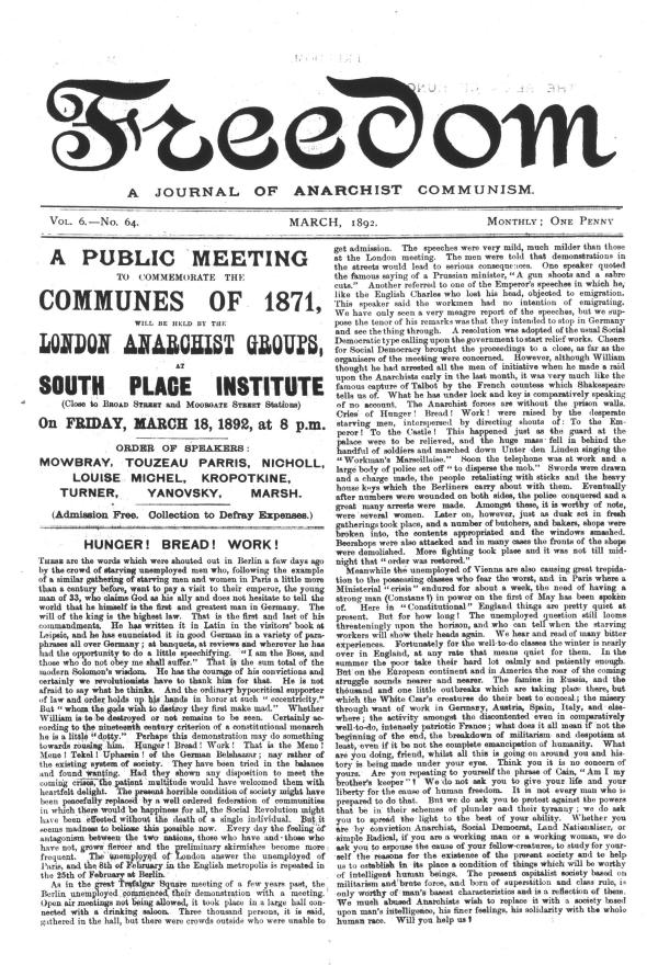 Freedom vol 6. no 64 (March 1892) | libcom.org