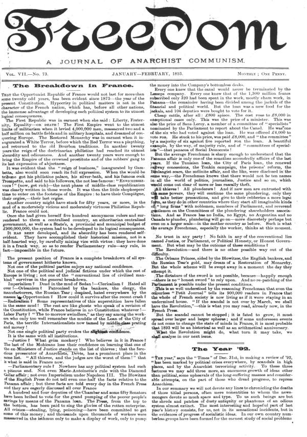 Freedom vol 7. no 73 (January–February 1893) | libcom.org