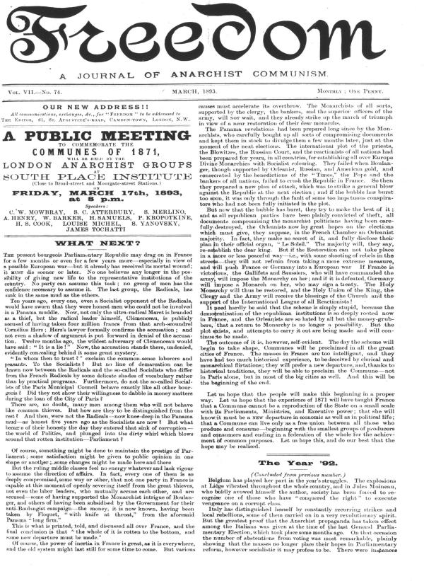 Freedom vol 7. no 74 (March 1893) | libcom.org