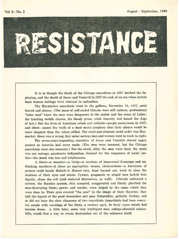 Resistance Vol. 8, No. 2 (August-September 1949) | libcom.org