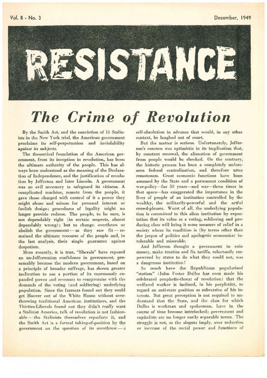 Resistance Vol. 8, No. 3 (December 1949) | libcom.org