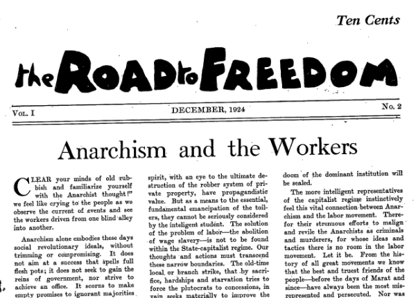 The Road to Freedom Vol. 1, No. 2 (December 1924) | libcom.org